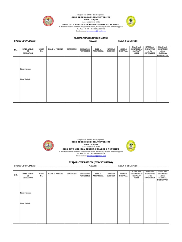 FINAL Major Scrub Circu Forms 2 | PDF