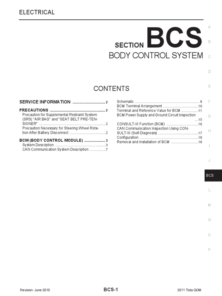 BCS Tiida2011 | PDF | Airbag | Switch