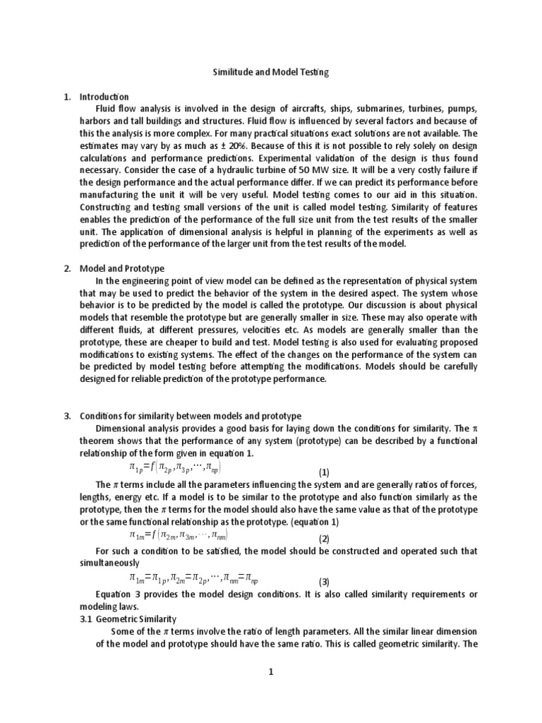 Similitude in Fluid Flow Model Testing | PDF | Reynolds Number | Drag ...