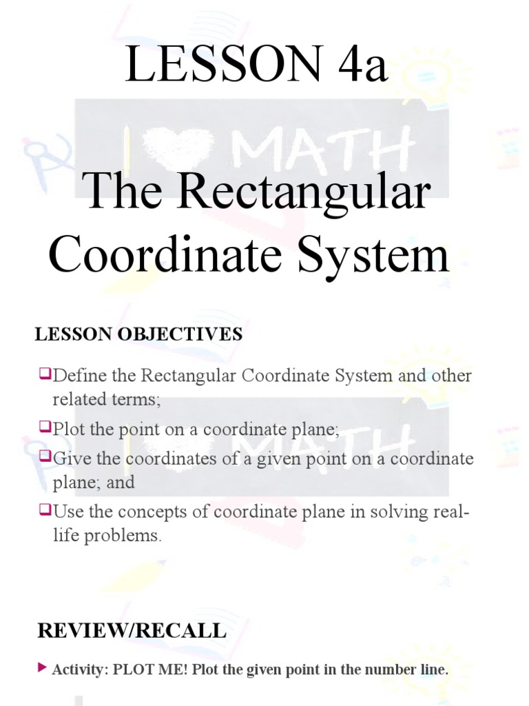 Lesson 4 Rectangular Coordinate System Pdf