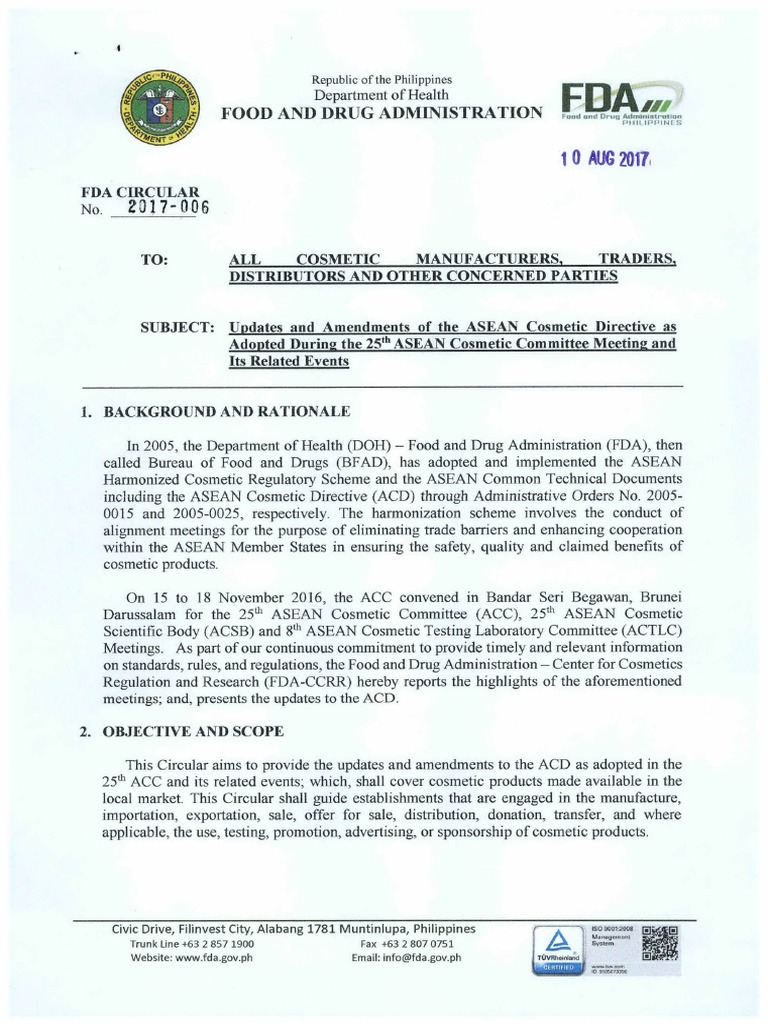FDA Circular No.2017-006-1 | PDF