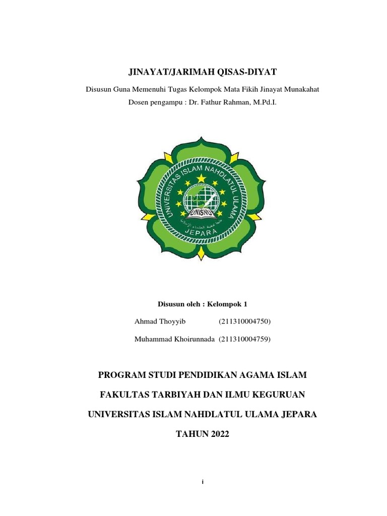Makalah Fiqih Jinayat Jarimah Qisas-Diyat | PDF