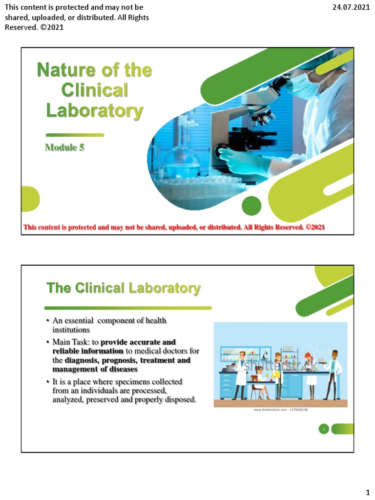 Module 5 Nature of The Clinical Laboratory | PDF | Pathology | Clinical ...