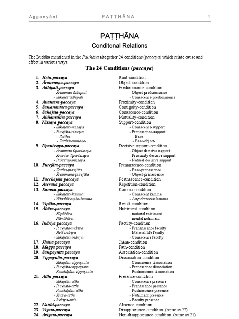 24 Patthana Conditional Relations | PDF | Object (Philosophy ...