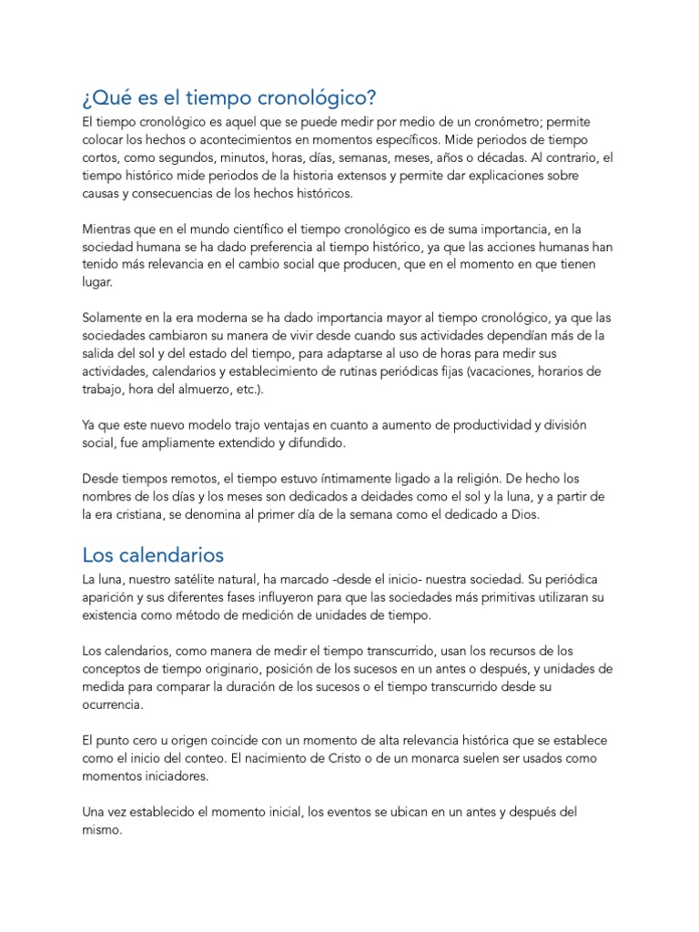 ¿Qué Es El Tiempo Cronológico? | Descargar gratis PDF | Hora | Calendario