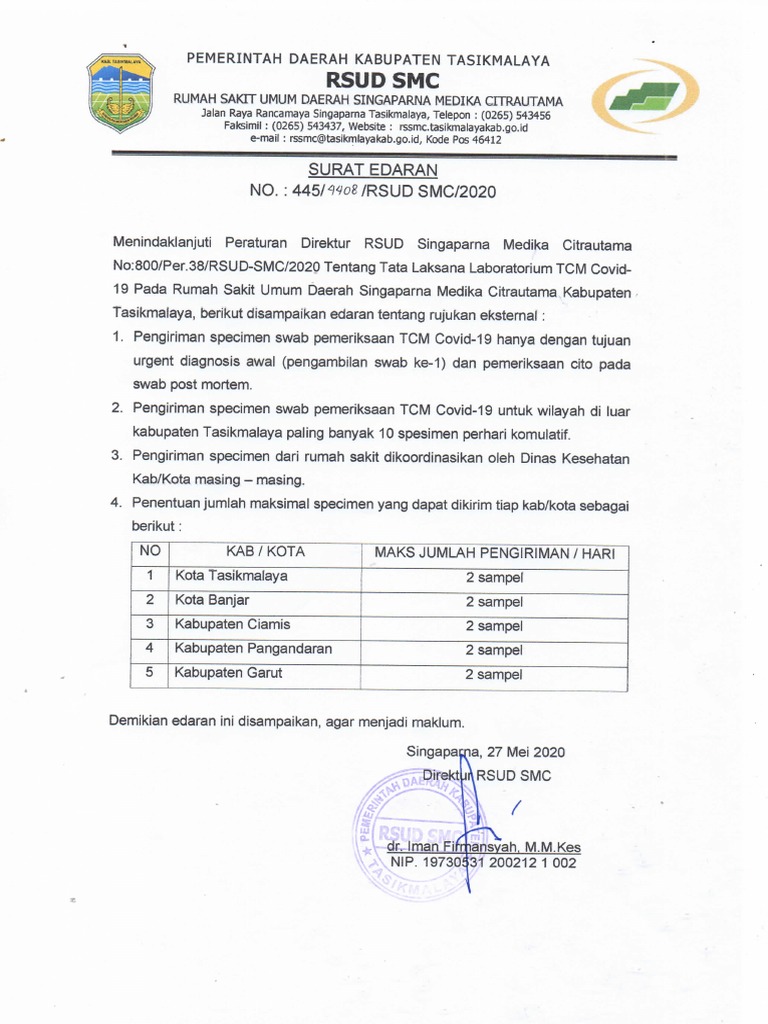 Edaran Perdir Specimen 19 | PDF