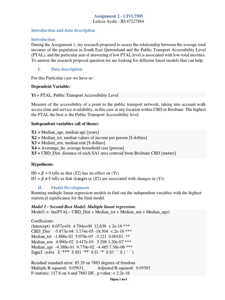 Interpretation of Linear Model | PDF