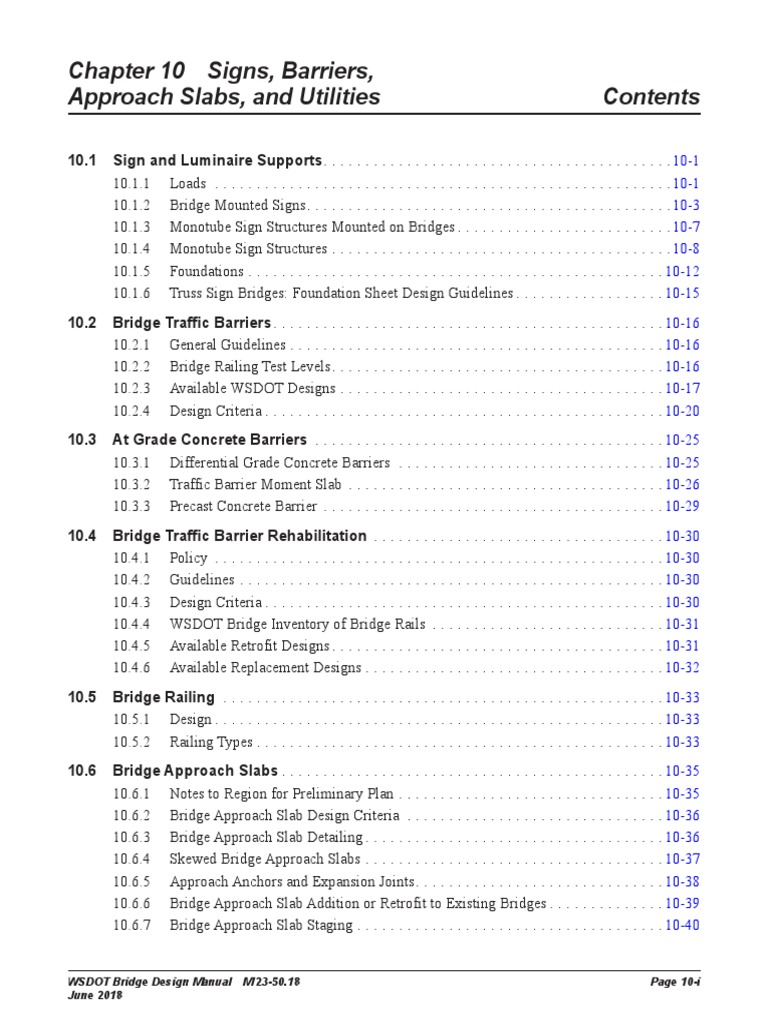 Chapter 10 Signs Barriers Approach Slabs and Utilities | Download Free ...