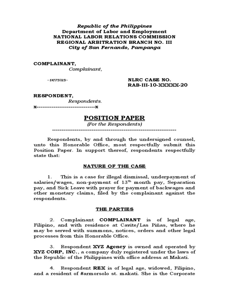 POSITION PAPER Sample | PDF