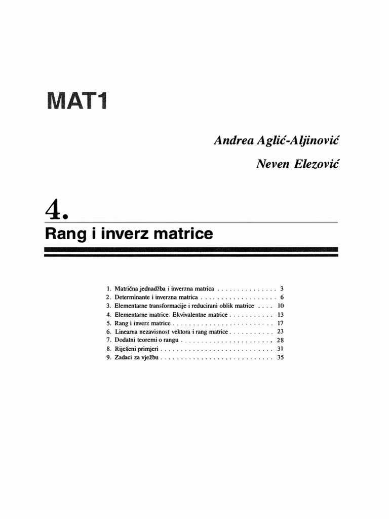 Rang I Inverz Matrice | PDF