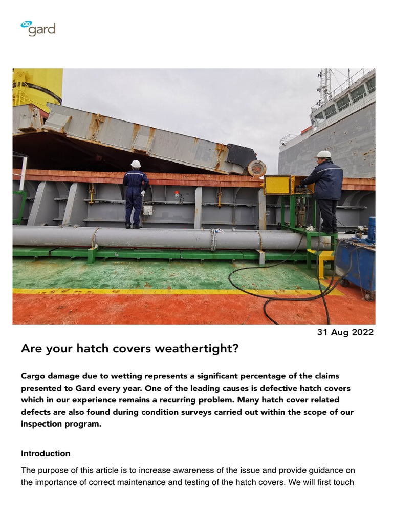 Ensuring Weathertight Hatch Covers | PDF | Valve | Force