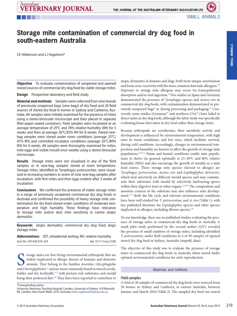 Storage Mite Contamination of Commercial Dry Dog Food in South-Eastern ...