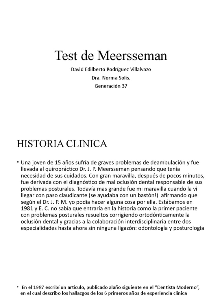 Test de Meersseman | PDF | Odontología | Lesión