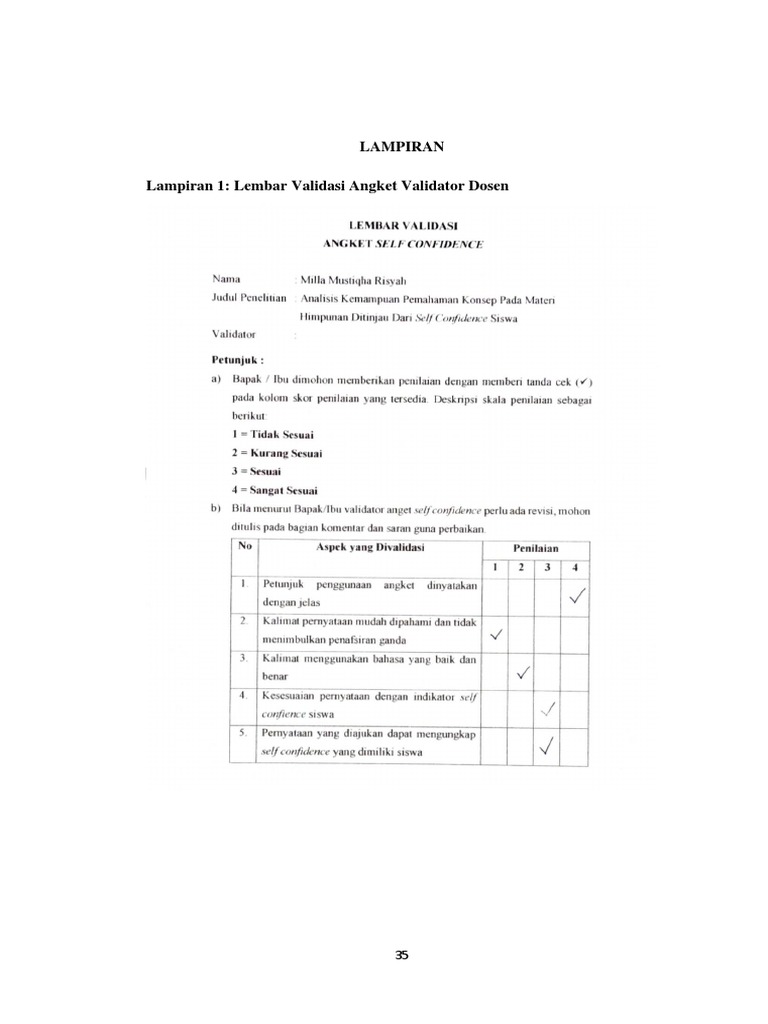 Contoh Lembar Validasi | PDF
