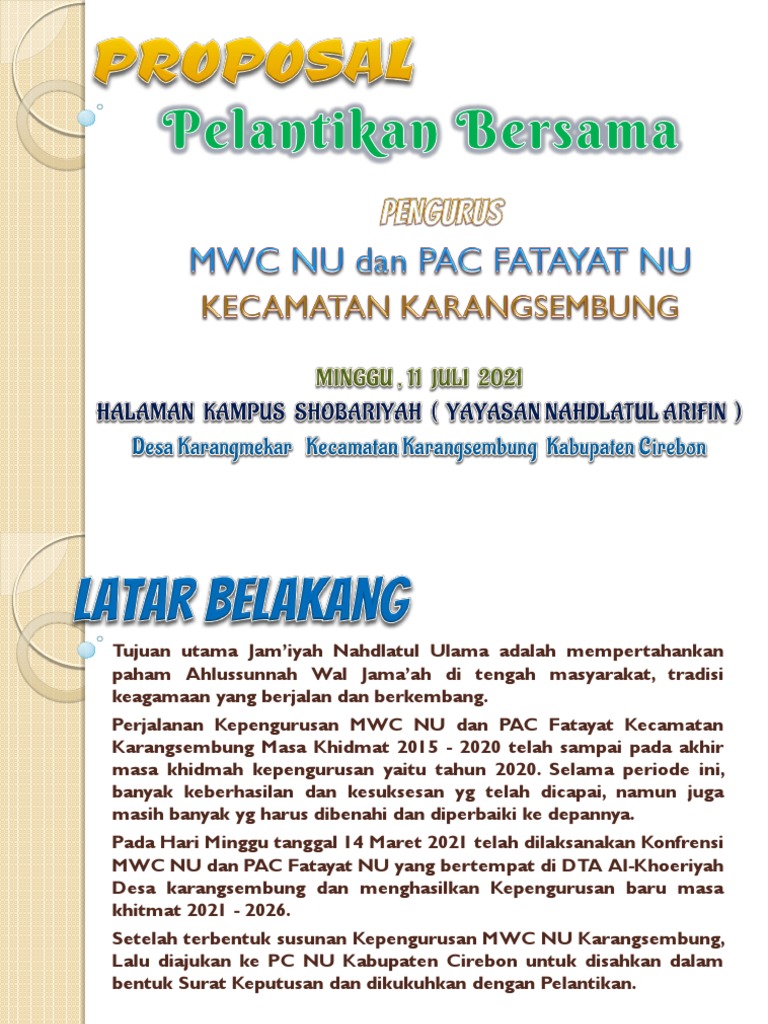 Proposal Pelantiikan MWC Dan Fatayat OKE | PDF