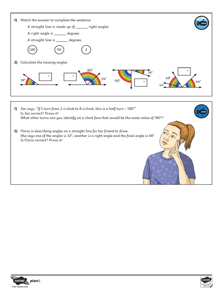 Horizontal Format - Calculating Angles On A Straight Line | PDF