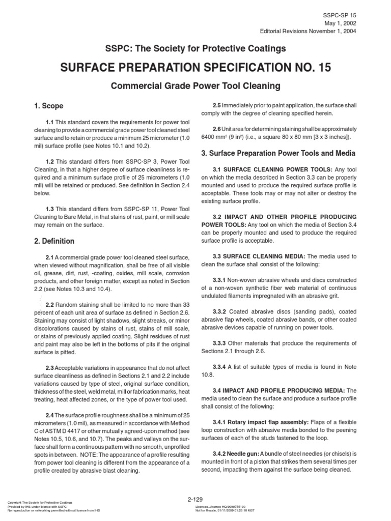 SSPC SP 15 2004 | PDF