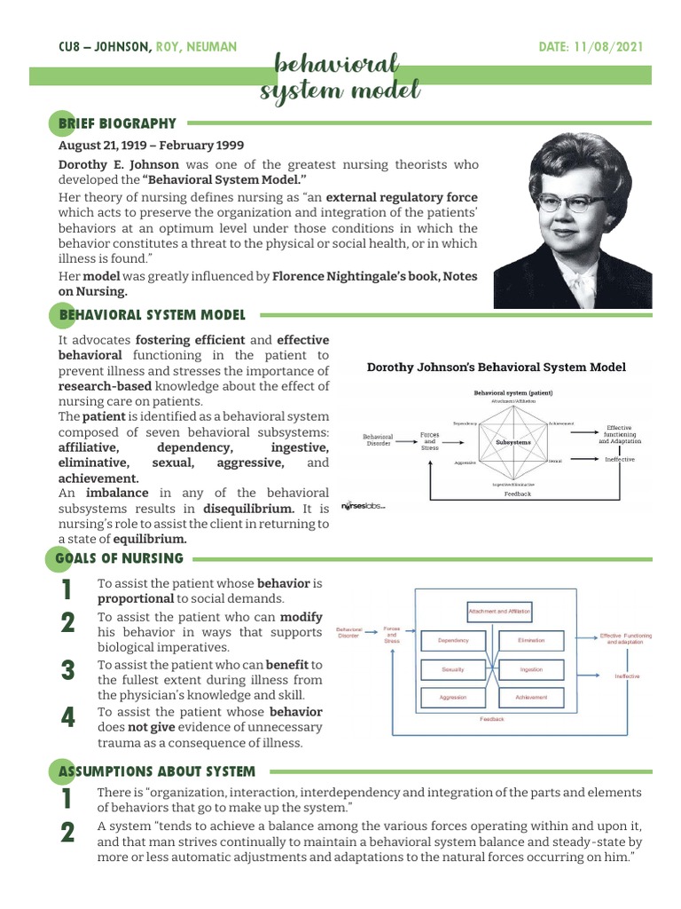 Nursing Theory Johnson - Behavioral System Model | PDF | System | Stress (Biology)
