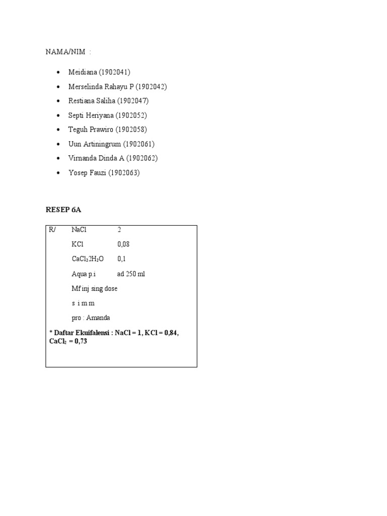 Jurnal Resep 6A-6B | PDF