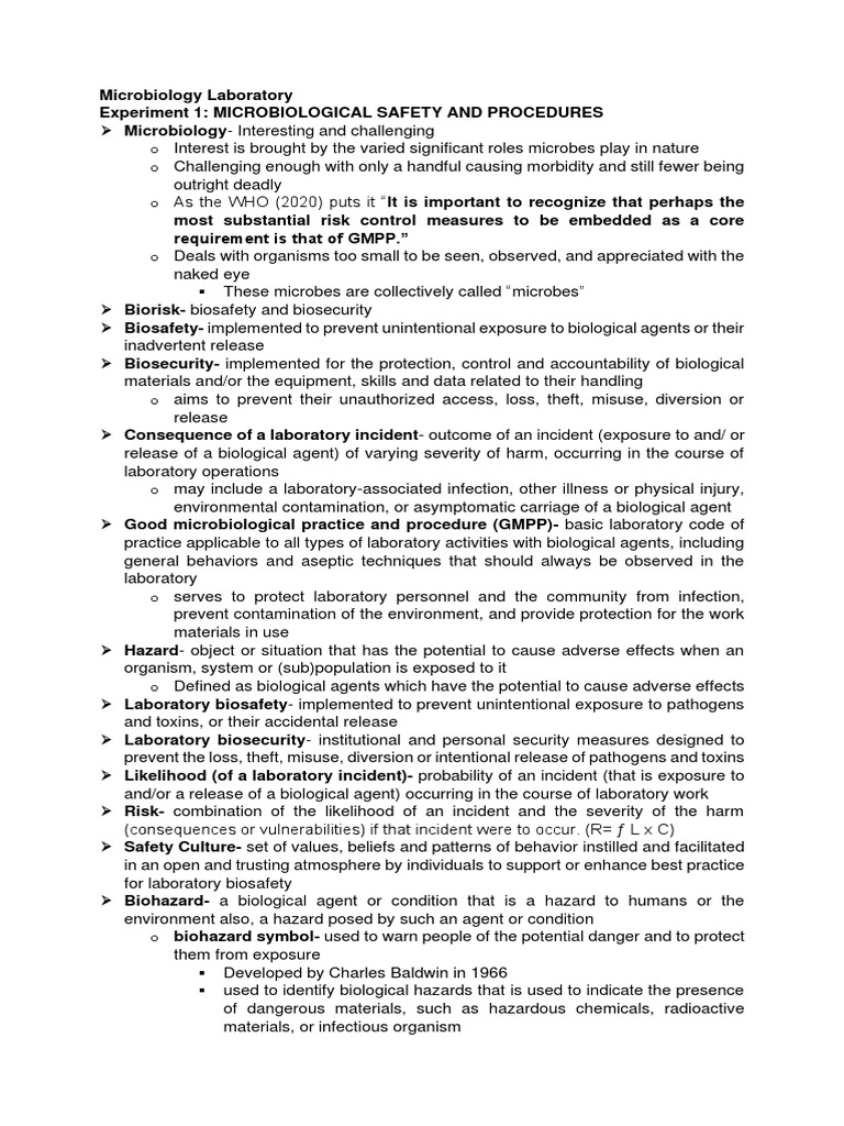 Microbiological Safety & Procedures | PDF | Growth Medium | Infection