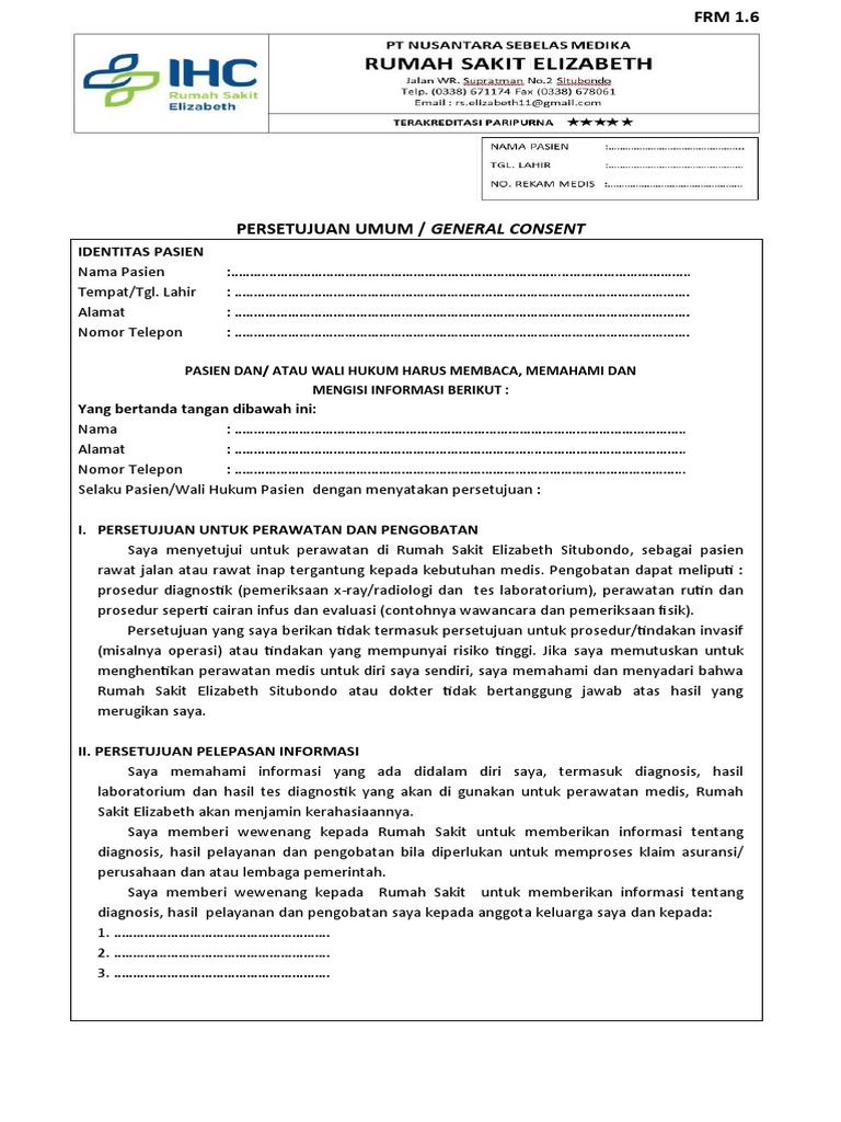 FRM 1.6 Persetujuan Umum General Consent | PDF | Hukum