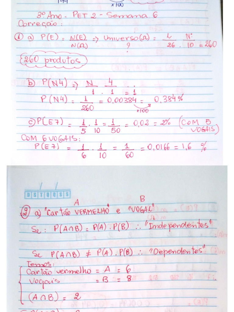 3°ano Correção Da Semana 6 Do PET 2 | PDF