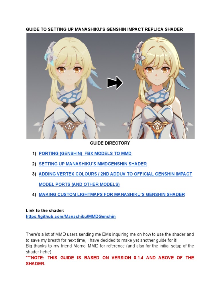 Guide To Setting Up Manashiku's Mmdgenshin Shader | PDF | Shader ... Guide To Setting Up Manashiku's Mmdgenshin Shader | PDF | Shader ...