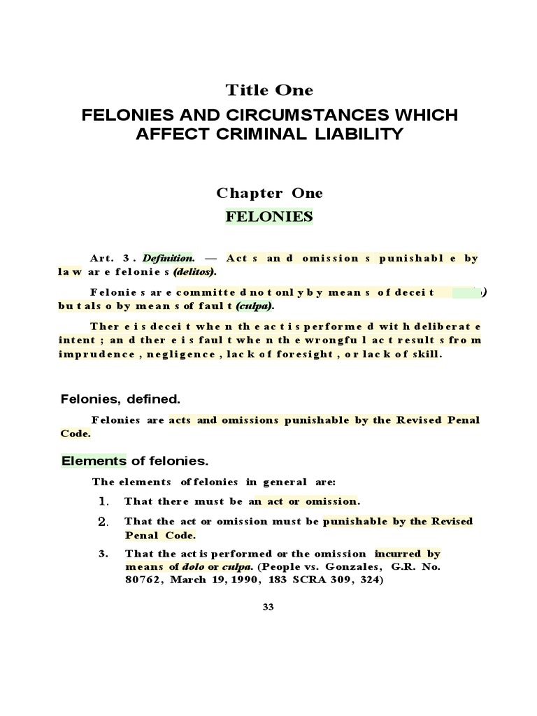 Articles 3 RPC (Reyes) | PDF | Mens Rea | Intention (Criminal Law)