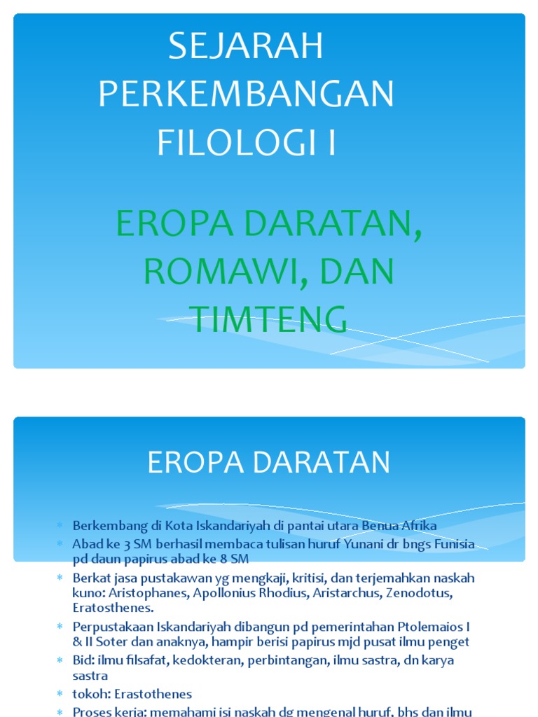 Sejarah Perkembangan Filologi I | PDF