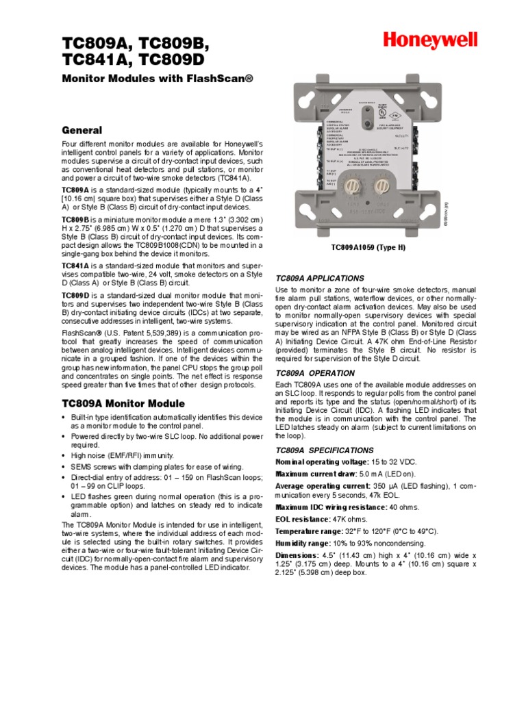 Tc809A, Tc809B, Tc841A, Tc809D: Monitor Modules With Flashscan® | PDF