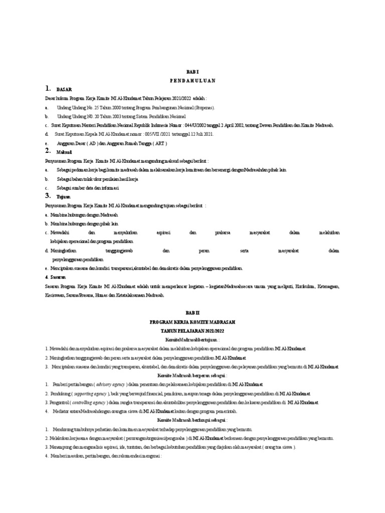 Program Kerja Komite Sekolah | PDF