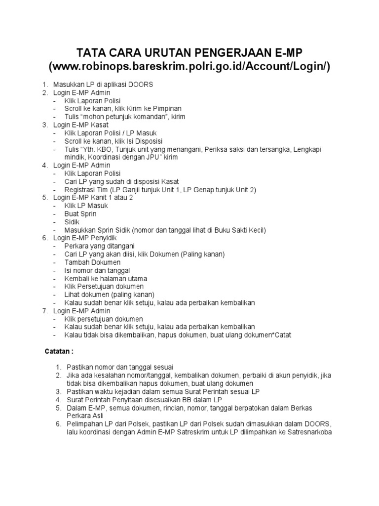 Tata Cara Pengerjaan E-Mp | PDF