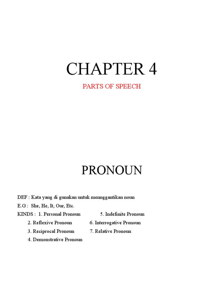 Parts of Speech (Pron) | PDF | Pronoun | Linguistic Typology