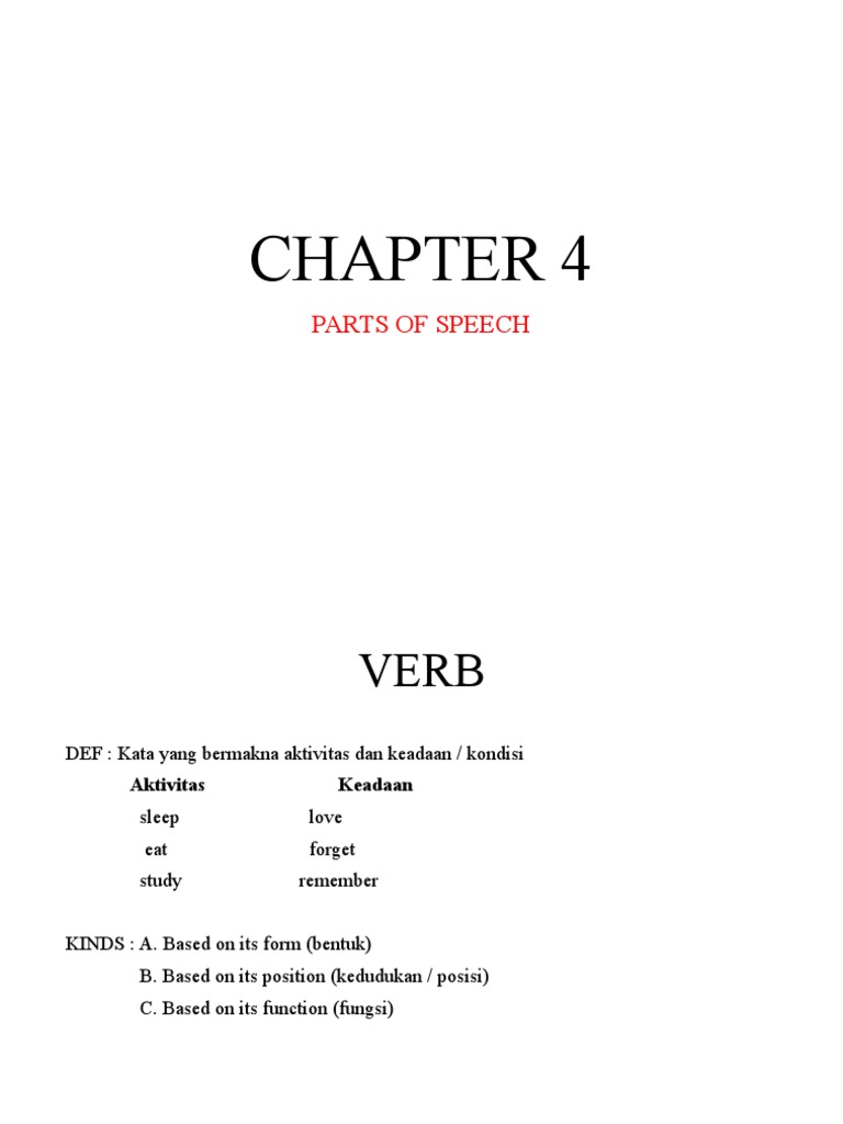 Parts of Speech (Verb) | PDF