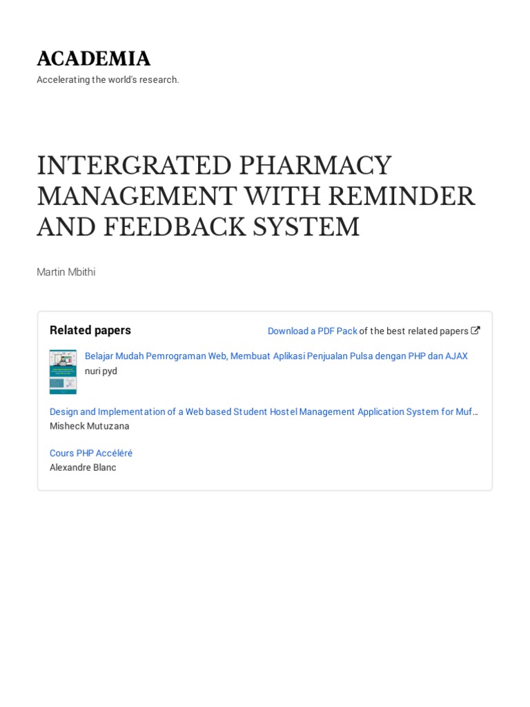 Pharmacy Information System With Cover Page v2 | PDF | Pharmacy ...