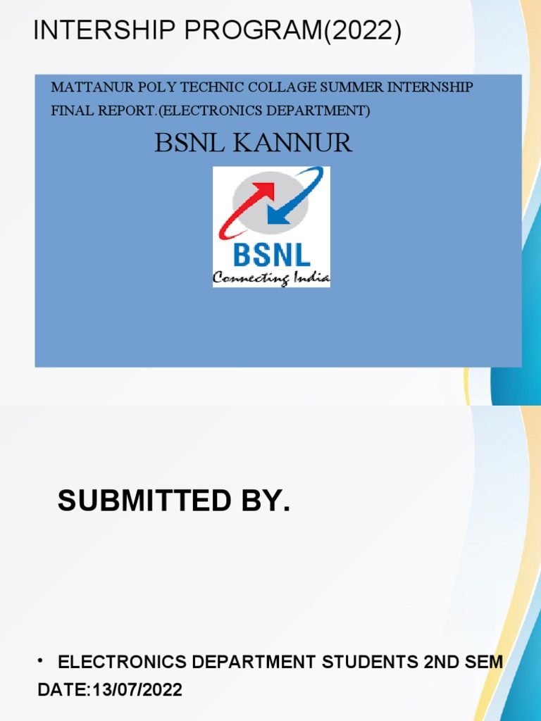 BSNL Intership Program Report Sem2 | PDF | Osi Model | Computer Network