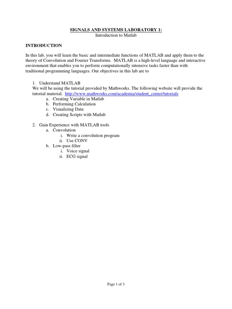 Introduction To Matlab | PDF | Matlab | Convolution