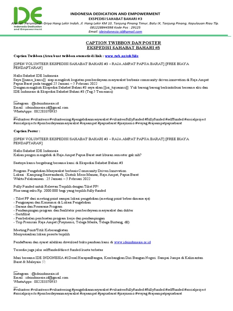 Caption Poster Dan Twibbon | PDF