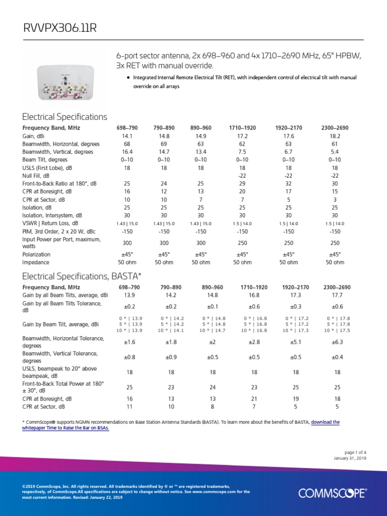 Commscope RVVPX306 - 11R | PDF | Antenna (Radio) | Electromagnetic Spectrum