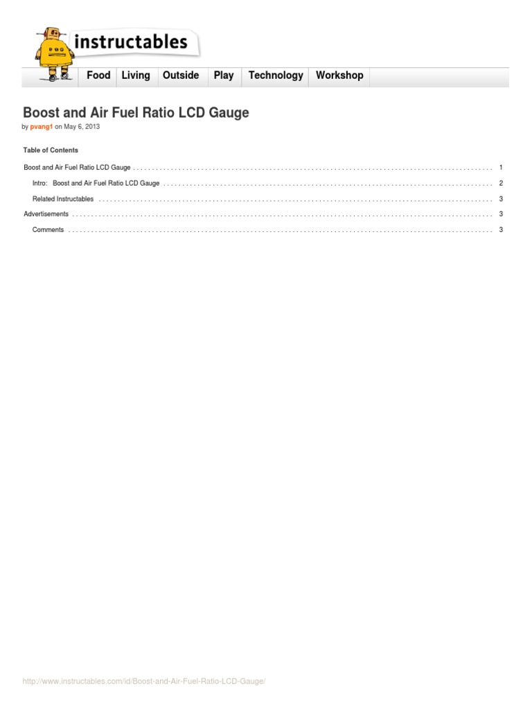 Boost and Air Fuel Ratio LCD Gauge | PDF | Arduino | Computer Engineering