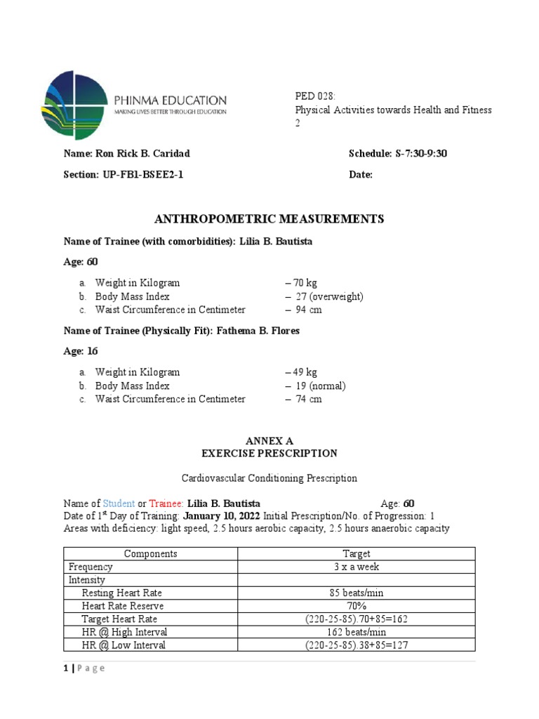 Ped 028-Annex A, B, C | PDF | Aerobic Exercise | Strength Training