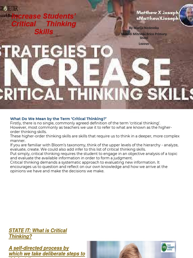 Increase Students' Critical Thinking Skills | PDF | Critical Thinking ...