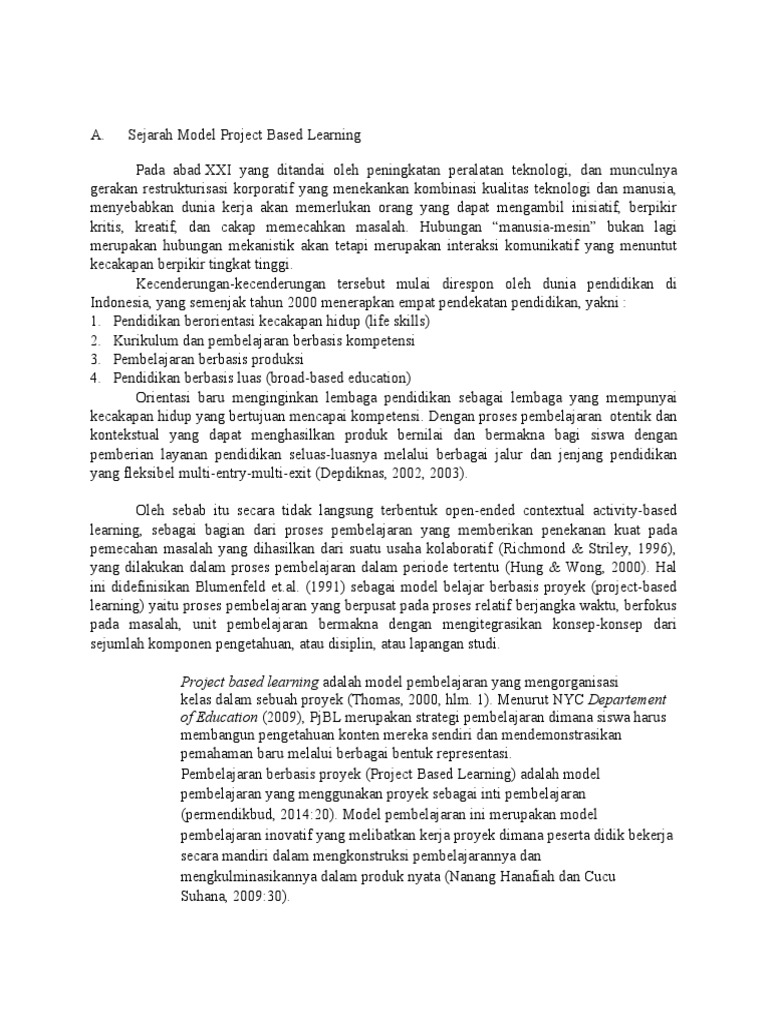 Sejarah Model Project Based Learning | PDF | Ilmu Sosial