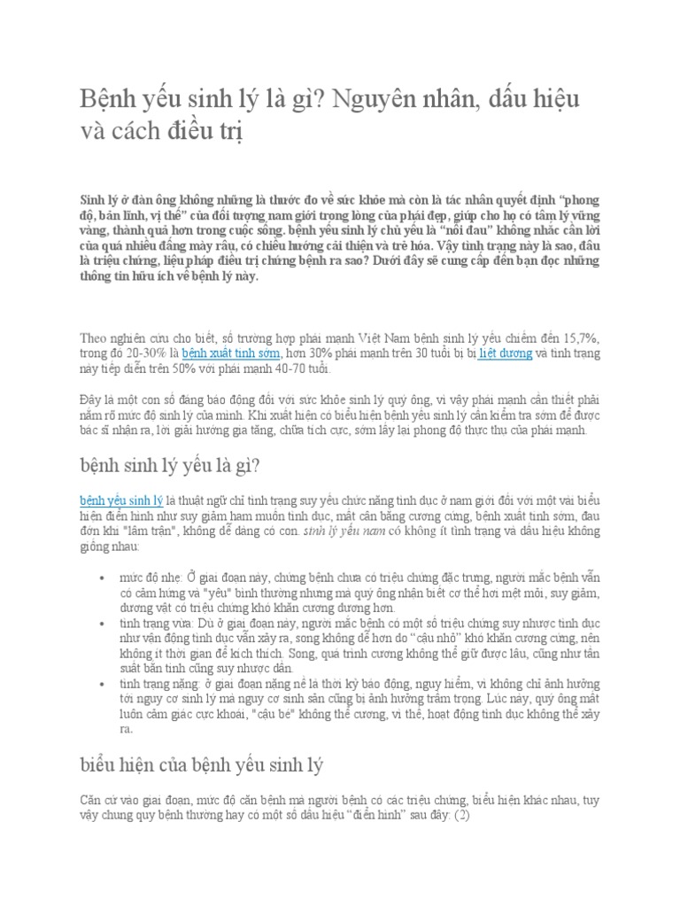 Benh Yeu Sinh Ly | PDF