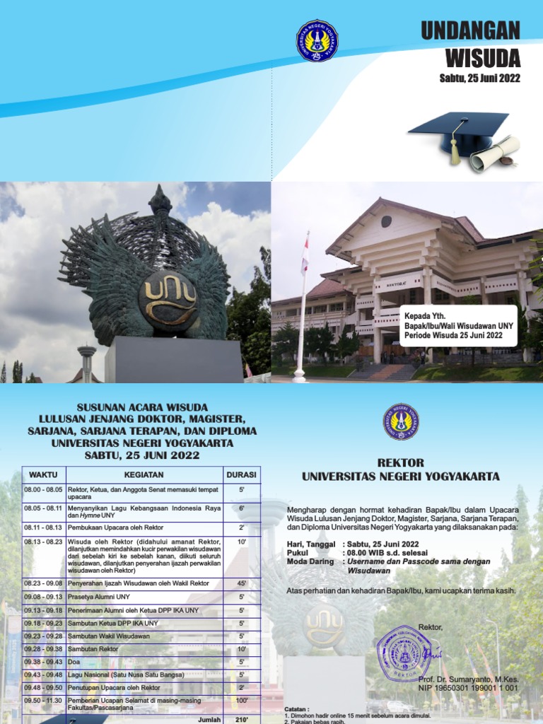 AGENDA WISUDA UNY 2022 | PDF