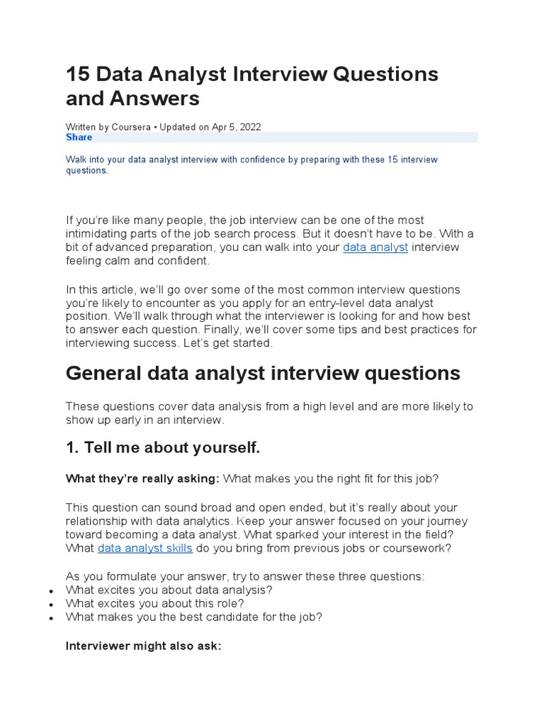 Data Analyst Interview Questions and Answers | PDF | Databases | Apache Hadoop