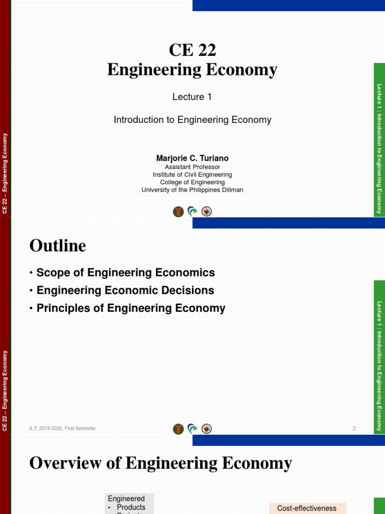 CE 22 Lecture 1 Introduction To Engineering Economy | PDF