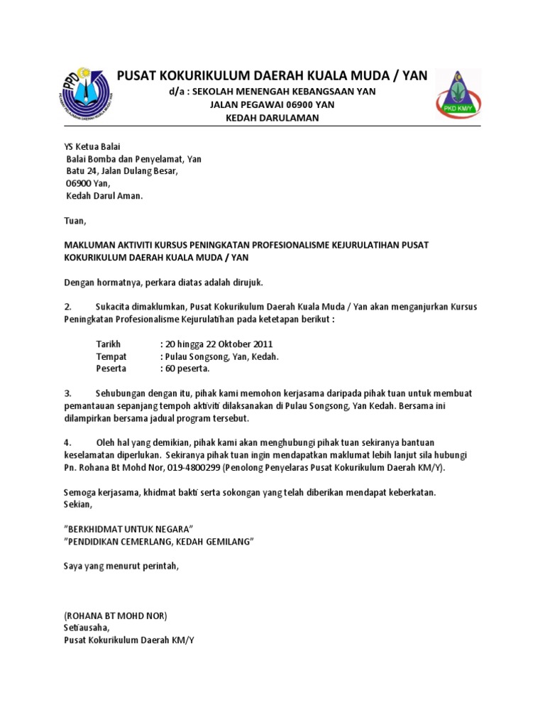 Surat Makluman Bomba | PDF