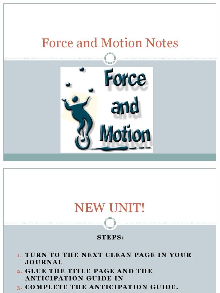 Force and Motion Notes - Student - PDF For 2020 | PDF | Force | Machines