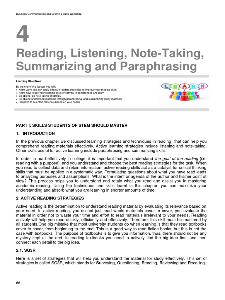 Ch4 Note-Taking Paraphrasing Summarizing | PDF | Integrated Circuit ...